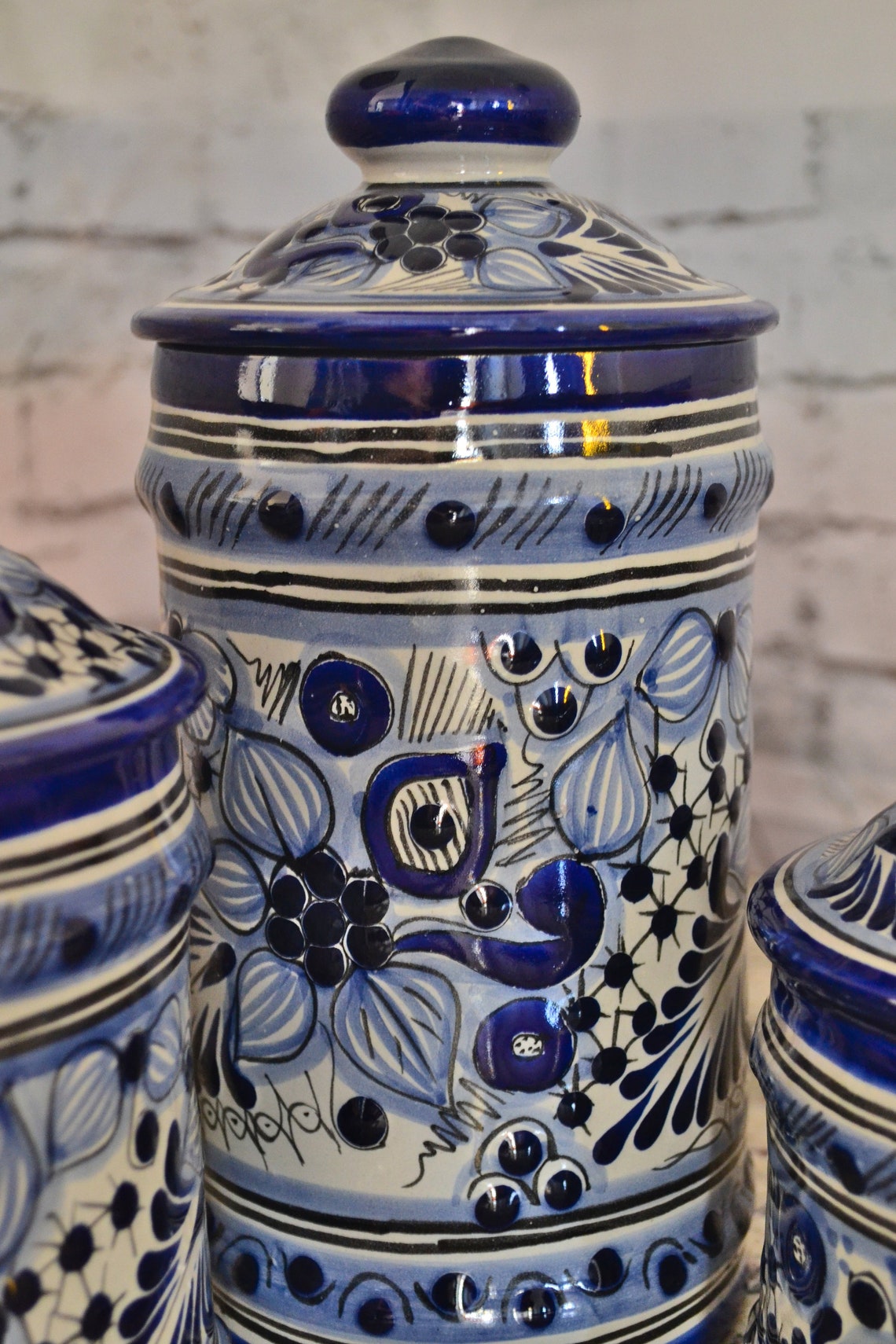 Set of 3 Mexican Canister, Talavera Canister, Kitchen Canister Set ...