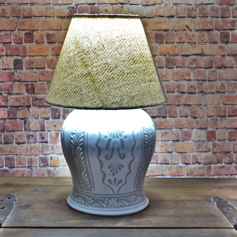 White Lattice Table Lamp - Etsy