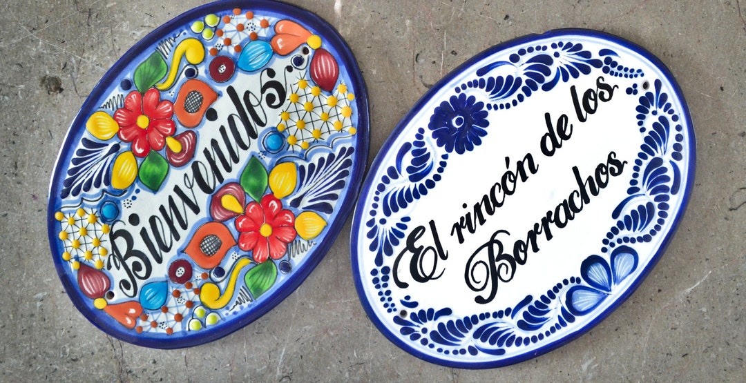 Set of Two 9.5" Personalized Talavera Tile House Sign, Housewarming ...