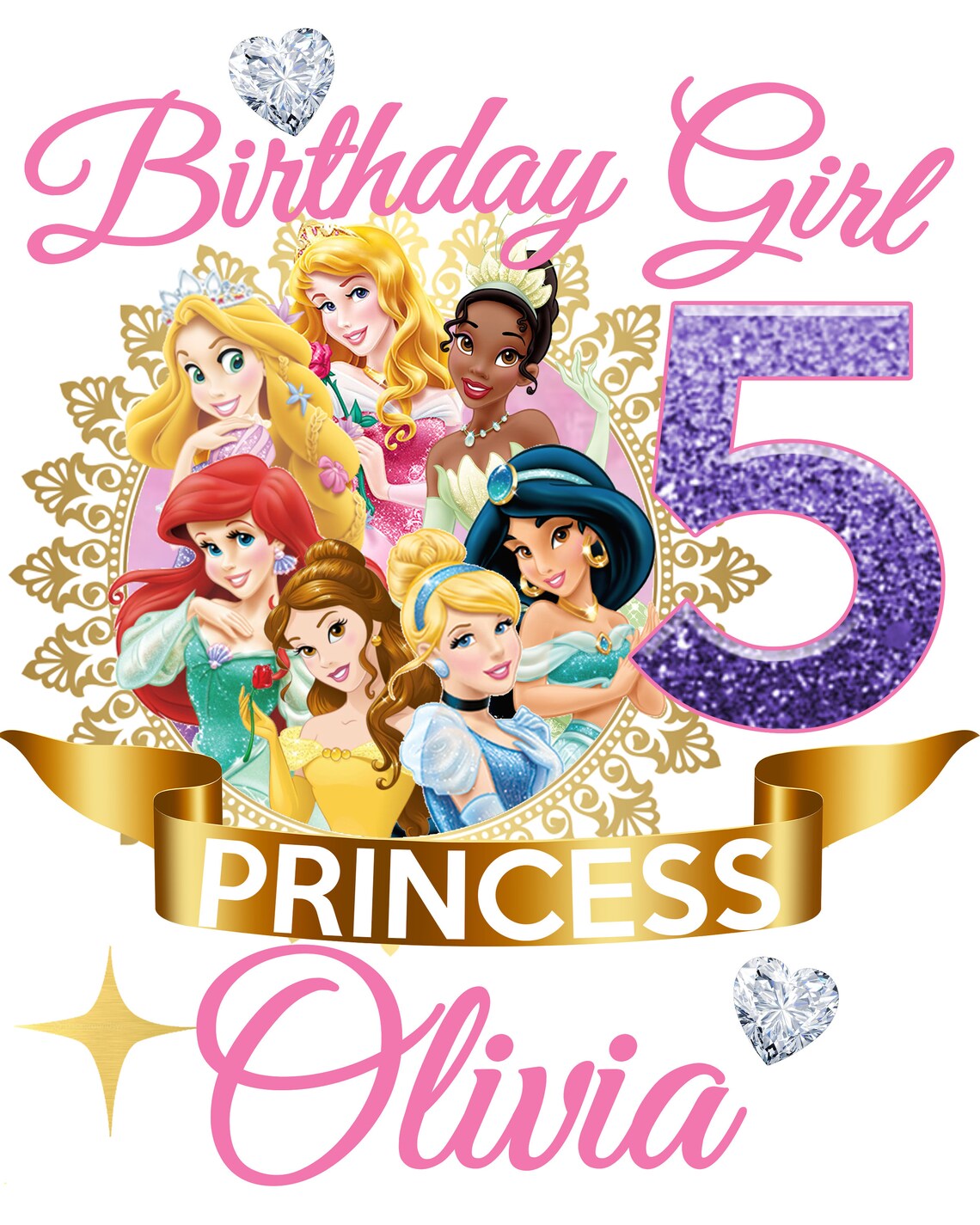 Disney Princess Birthday Shirt DIGITAL FILE PRINTABLE | Etsy