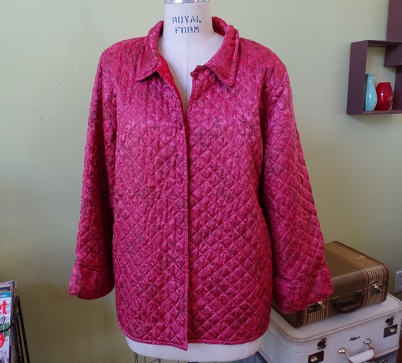 Vintage Quilted Satin Jacket Pink Short Coat Asian Inspired | Etsy