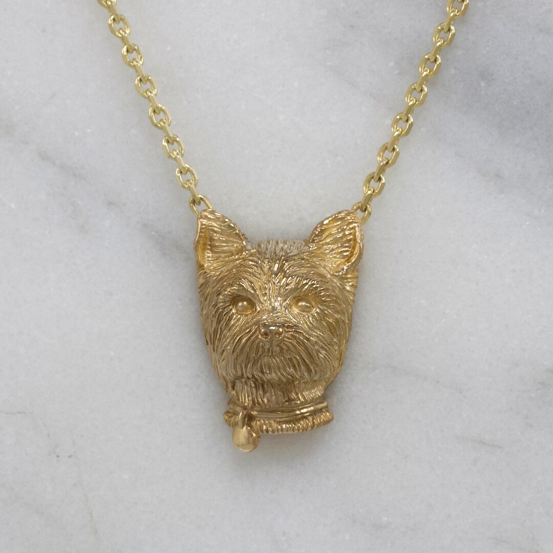 Yorkie Necklace, 18k Gold Vermeil, Dog Necklace, Dog Jewelry Hand ...