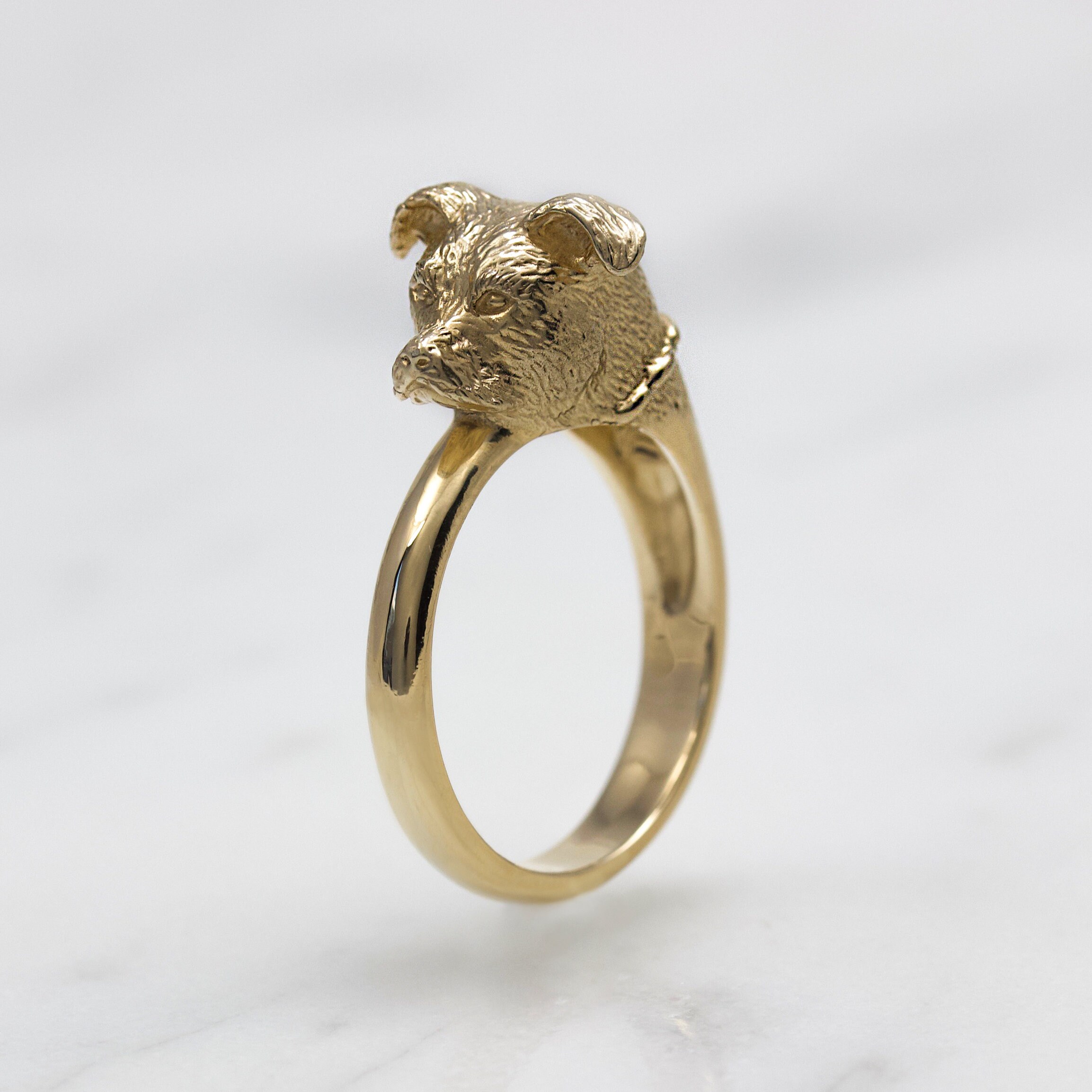 Pitbull Ring Hand-carved 18k Gold Vermeil American - Etsy