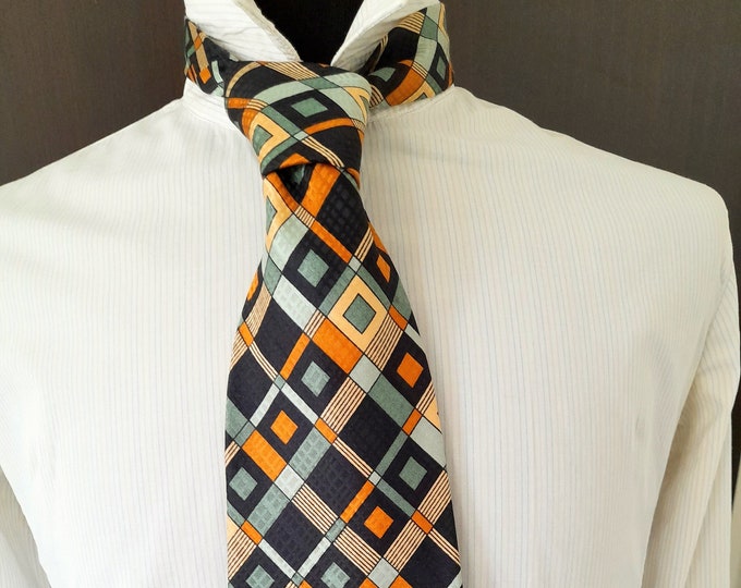 Meifter Kipper Wide VINTAGE 60s 70s Men's Novelty Tie. Plaid Check ...