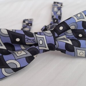 Blue Geometric Silk Bow Tie. Diamonds Butterfly Bow Tie. Abstract Bow ...