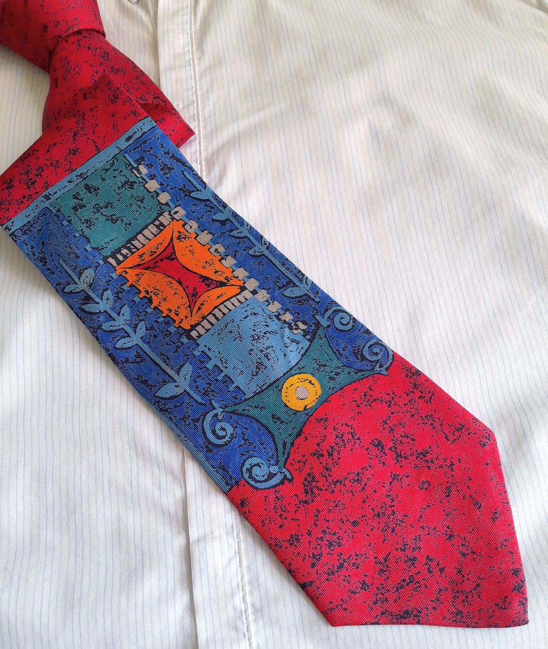 Une Cravate De Bohny Böhny Multicolored Novelty Tie. Vintage Flashy ...