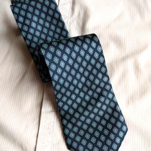 Navy Geometric Silk Tie by Creation Jacques. Skinny Necktie Cravat ...