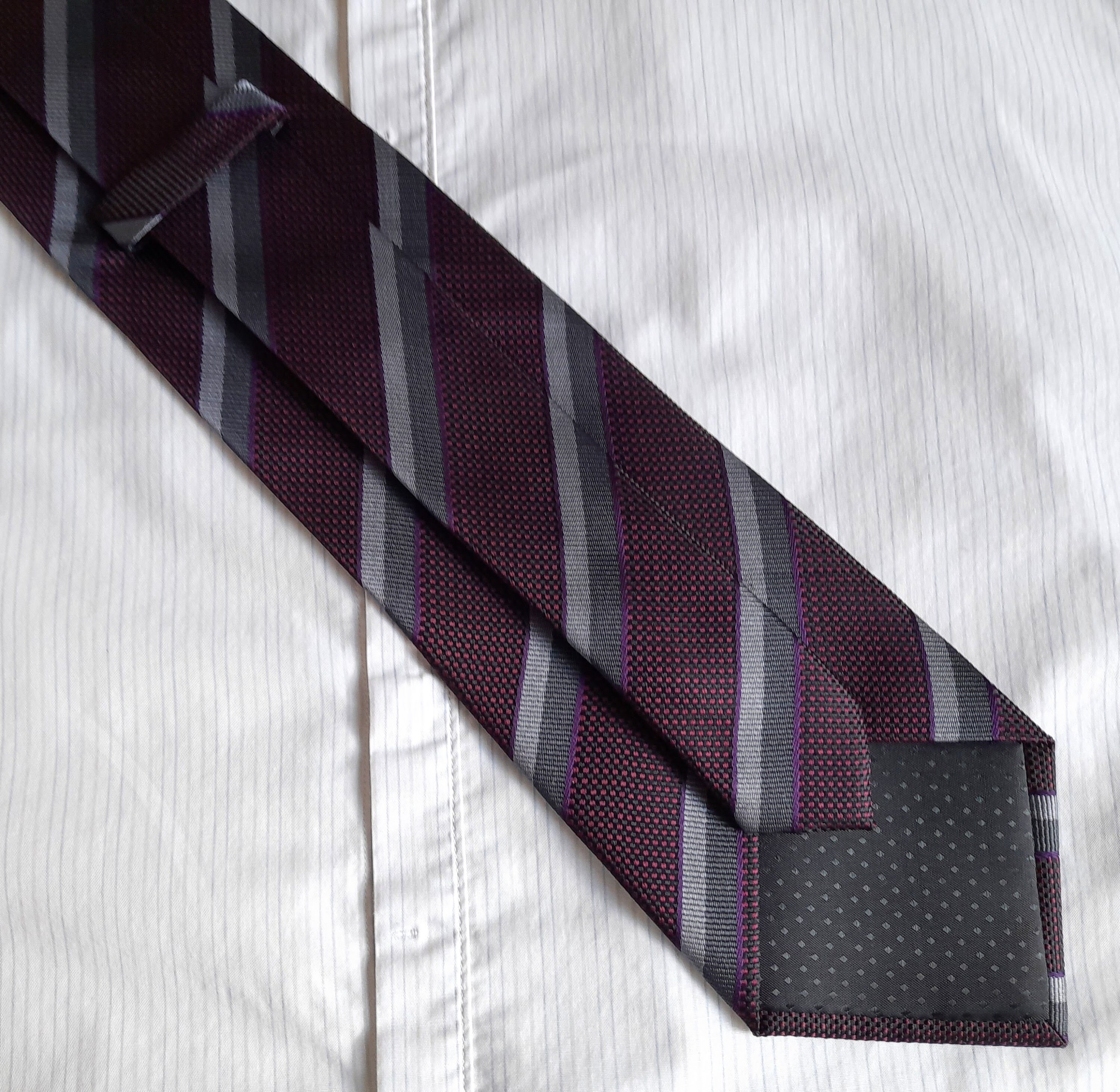 Men's Classic Purple Grey Striped Tie. Silver Gray and Purple Stripes ...