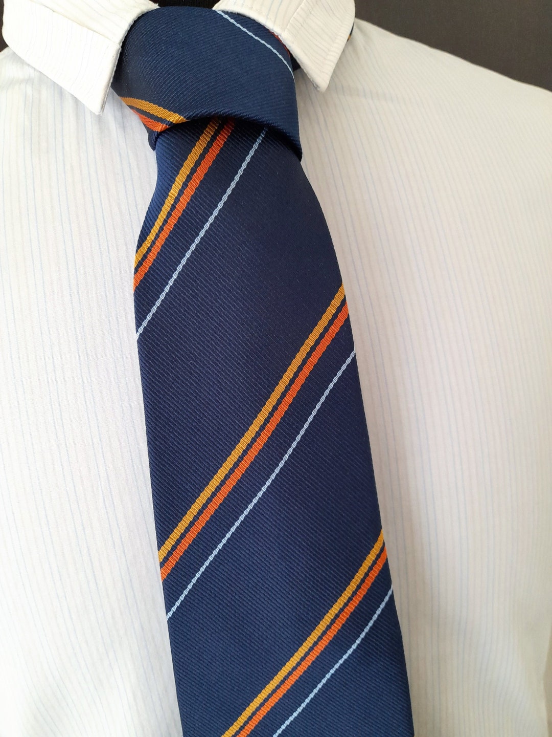 Joseph Alain Scherrer for Coop Navy Striped Tie. Men's - Etsy