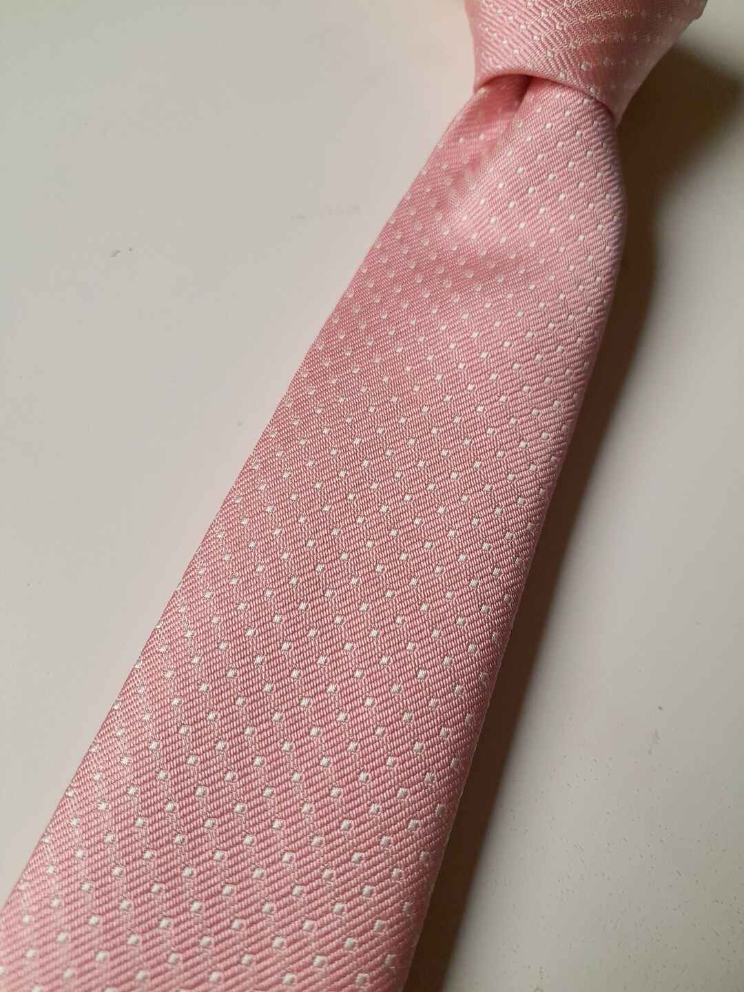 Solid Pink Jacquard Skinny Silk Tie Necktie. 2.4 Inch Plain Pink Made ...