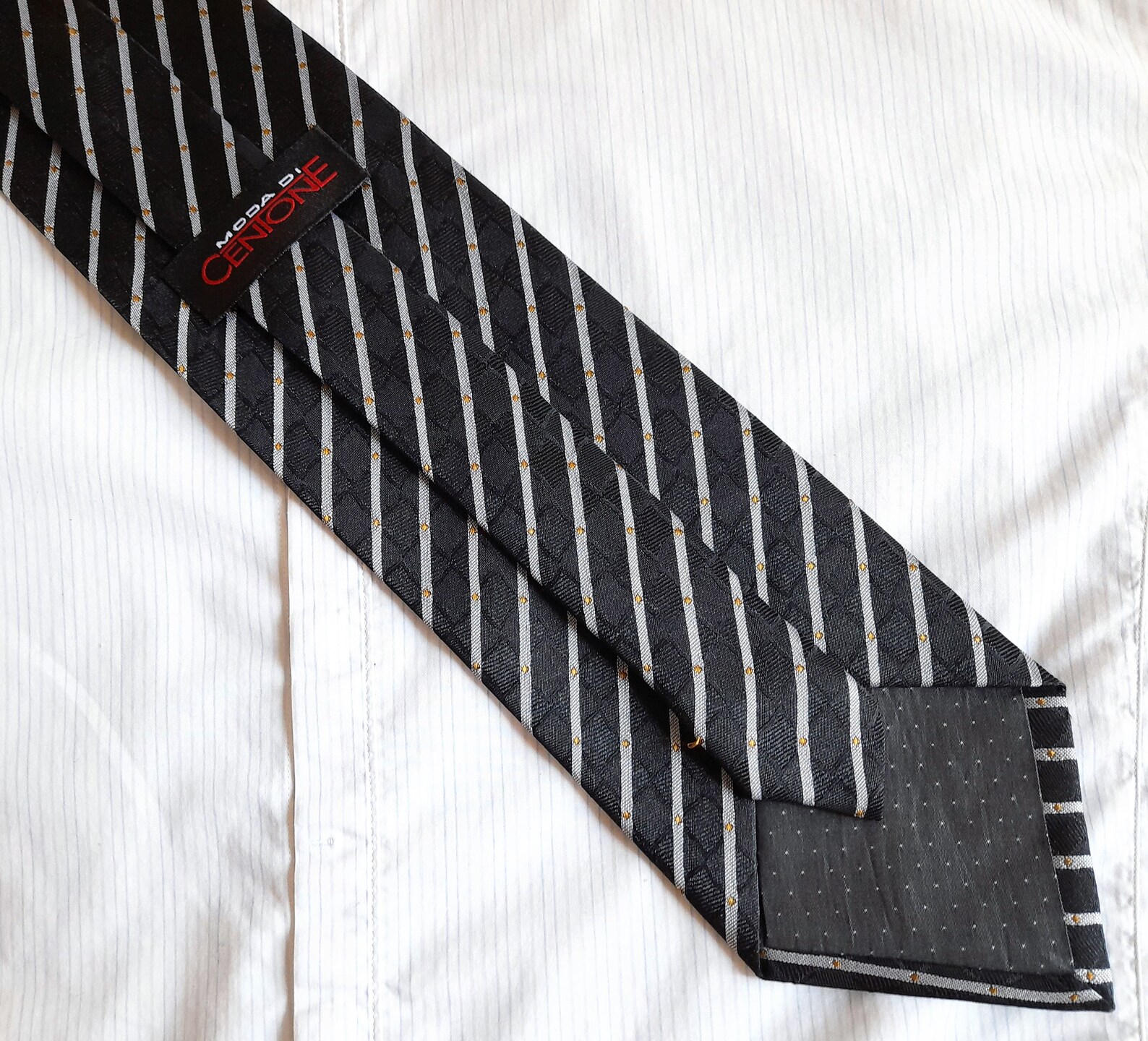 Moda Di Centone Men's Black Striped Tie. Vintage 90s 00s Candy Striped ...