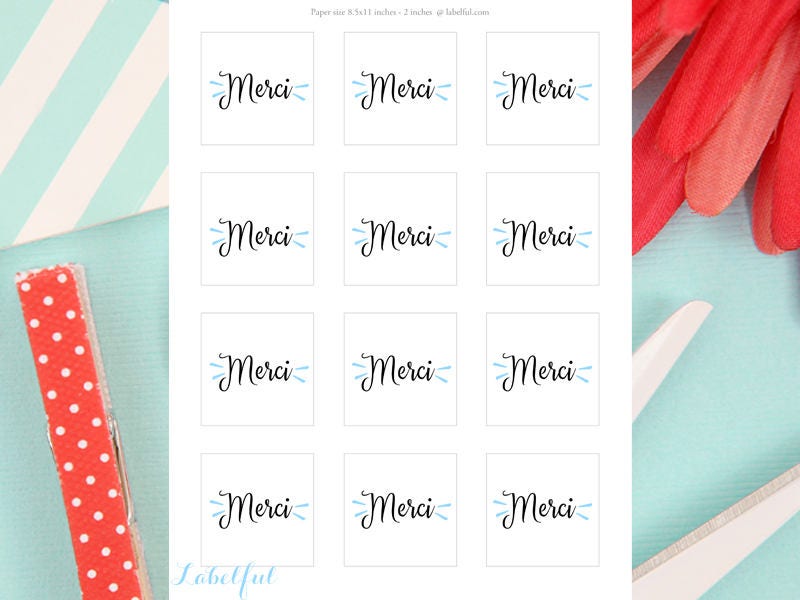 Merci Tags Merci Favor Tags Merci Label Wedding Thank You - Etsy