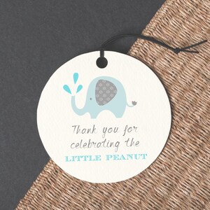 Blue Elephant Baby Shower Favor Tags Baby Boy Thank You Tags - Etsy