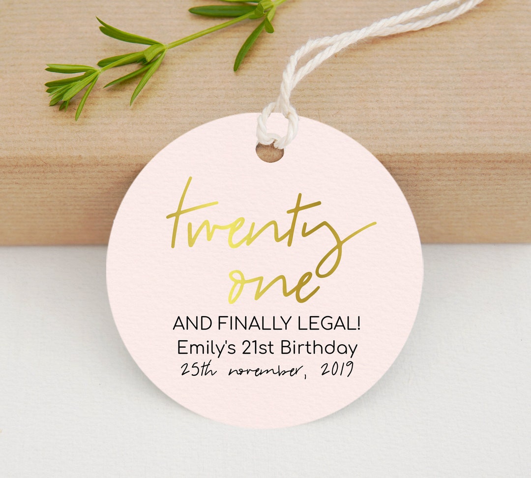 Gold Birthday 21st Birthday Tags, Personalized Birthday Label, Twenty ...