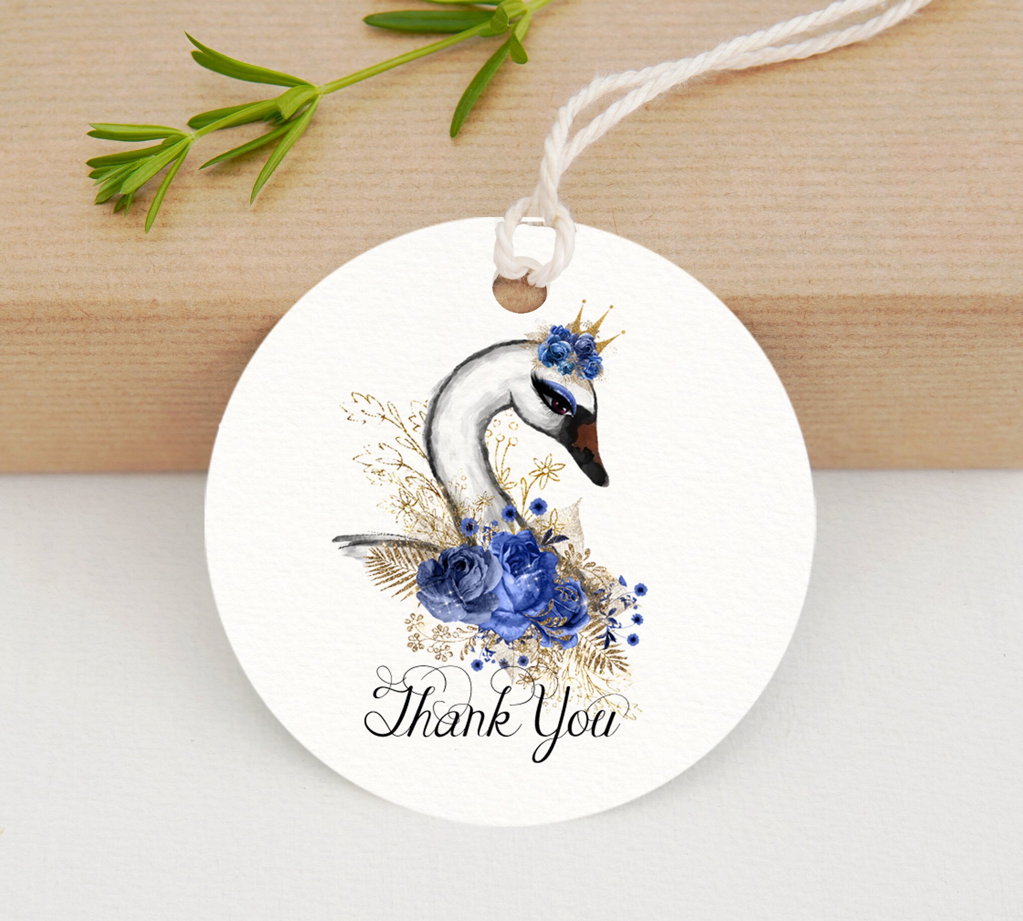 Blue Swan Thank You Tags, Download Thank You Labels, Swan Sticker Label ...