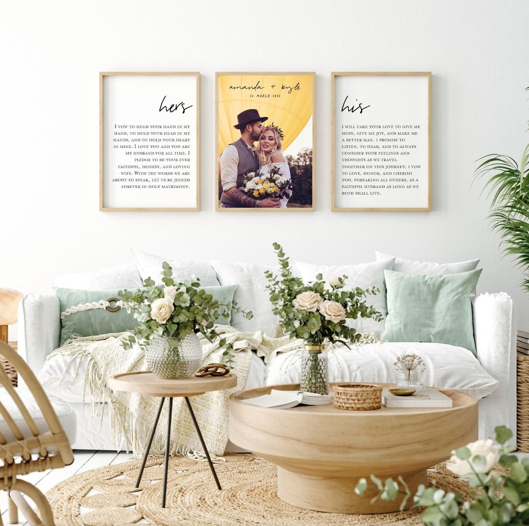 Wedding Vows Wall Poster Print, 3 Set of Posters, His and Hers Wedding ...