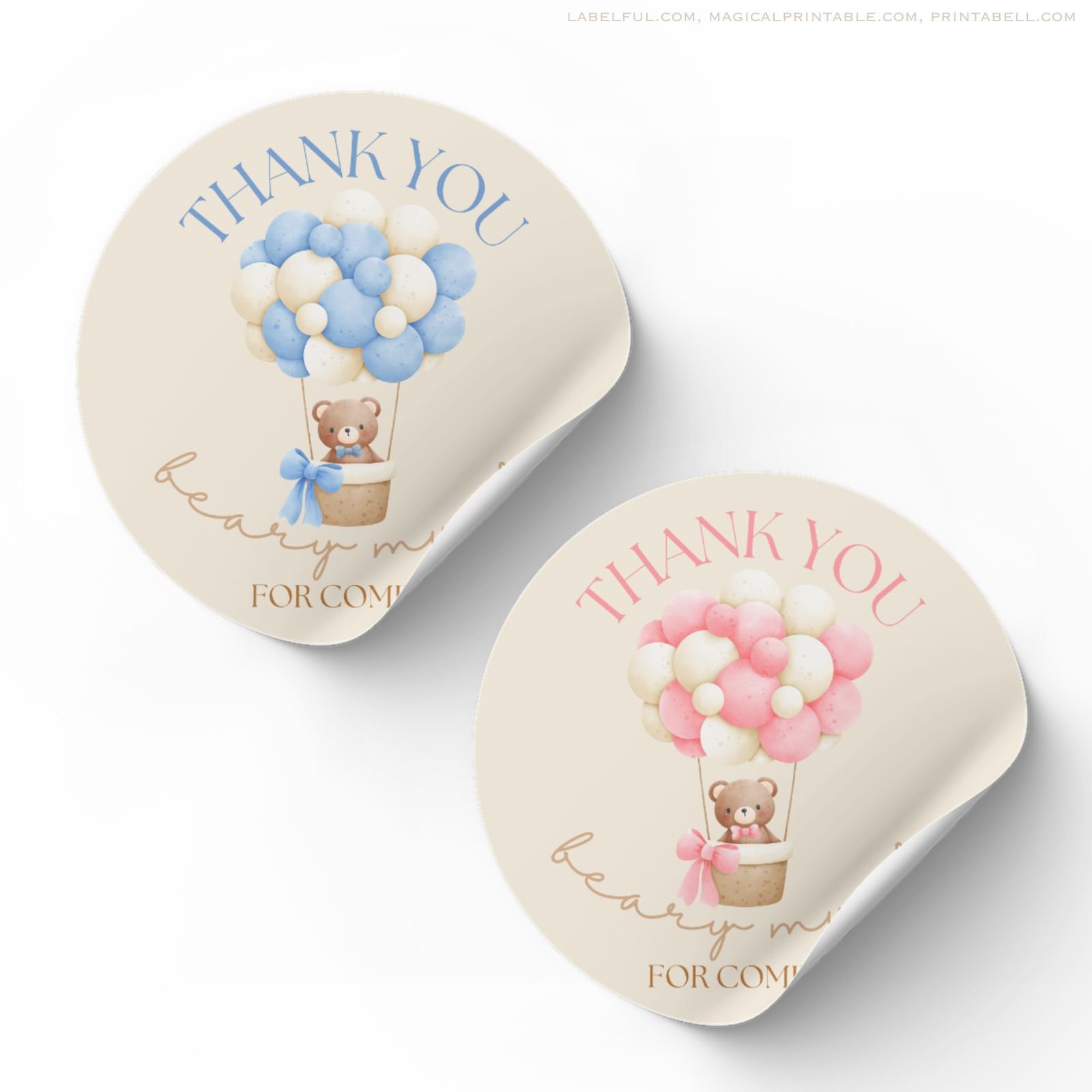 Teddy Bear Thank You Tags Sticker Thank You Beary Much Bear - Etsy