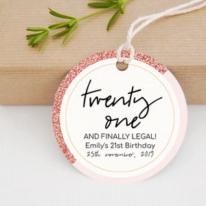 Birthday 21st Birthday Tags, Personalized Birthday Label, Twenty One ...