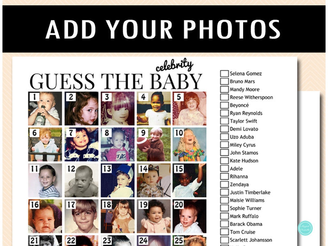 PRINTED Guess the Celebrity Baby Photos, Who is That Baby, Guess the ...