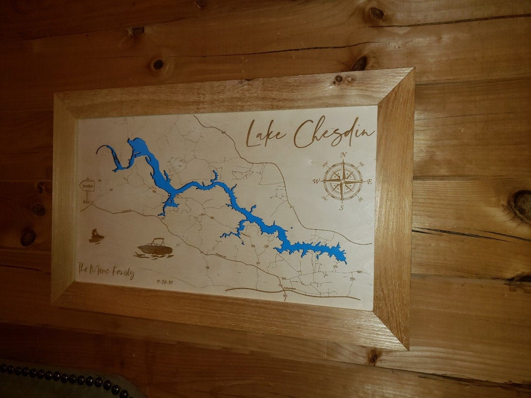 Laser Enngraved Map of Lake Chesdin VA - Etsy