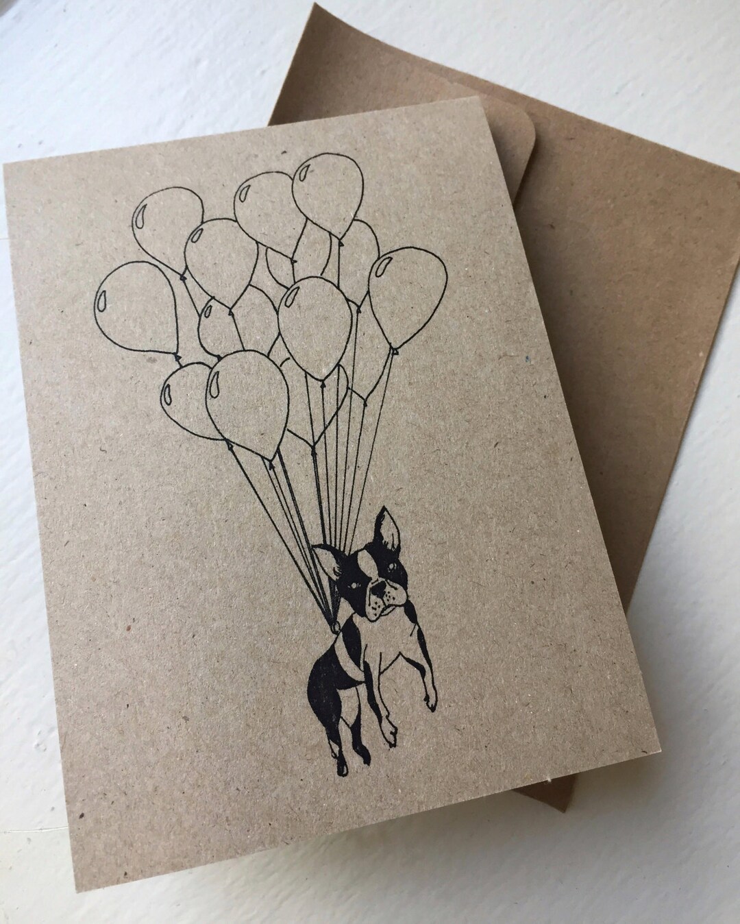 Hand Drawn Birthday Card, Hand Drawn Greeting Card, Dogs, Boston ...