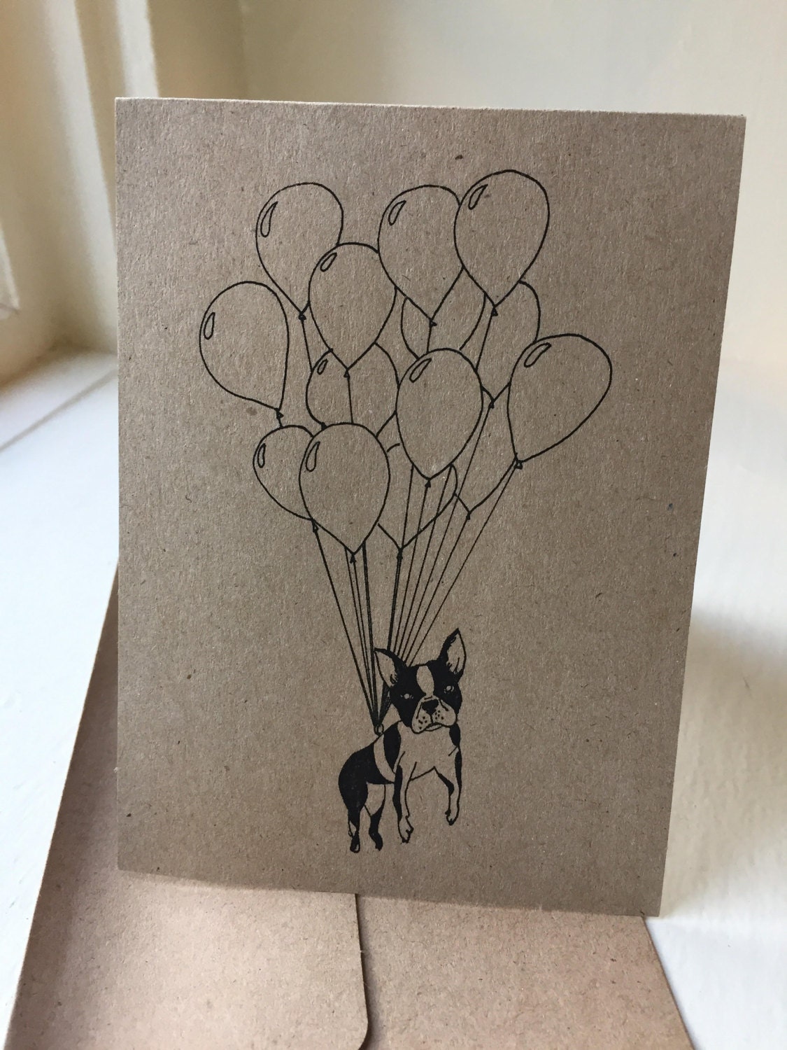 Hand Drawn Birthday Card, Hand Drawn Greeting Card, Dogs, Boston ...