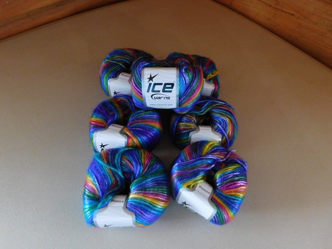Lot of 7 Ice Yarns Picasso Yarn 64627 Rainbow Very Soft & Colorful - Etsy