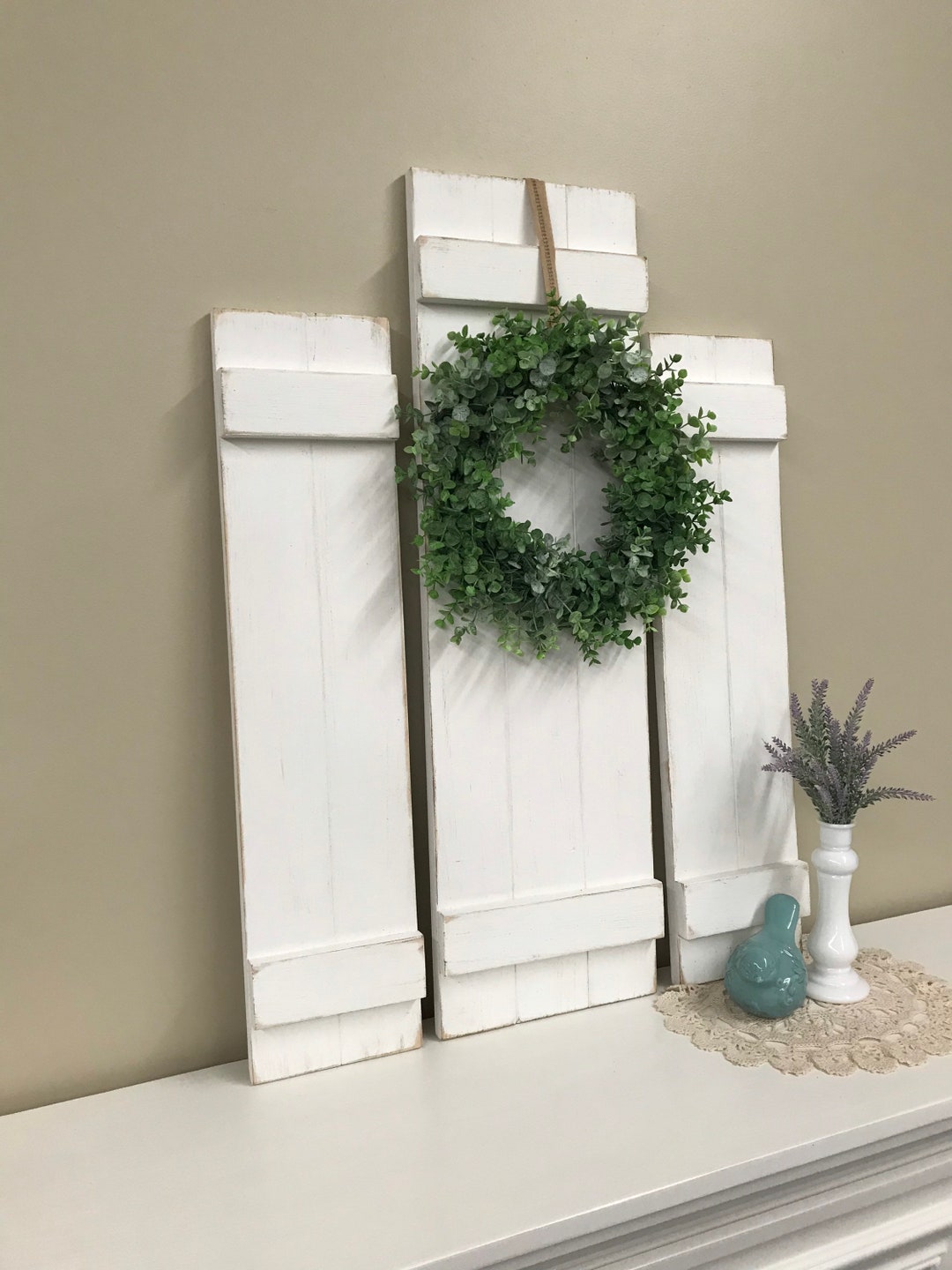 Farmhouse Board & Batten Shutter Set, Shutter Vignette - Etsy