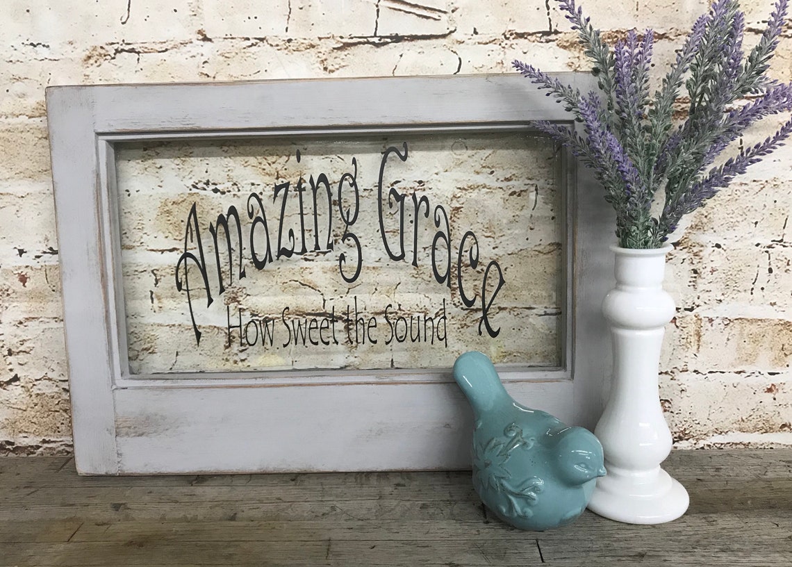 Farmhouse Style Amazing Grace Window Sign - Etsy