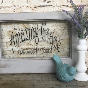 Farmhouse Style Amazing Grace Window Sign - Etsy