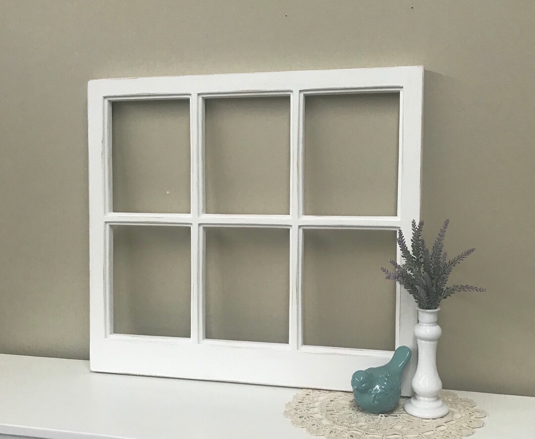 Farmhouse Window Frame, Vintage Style 6 Pane Window Frame, Cottage ...