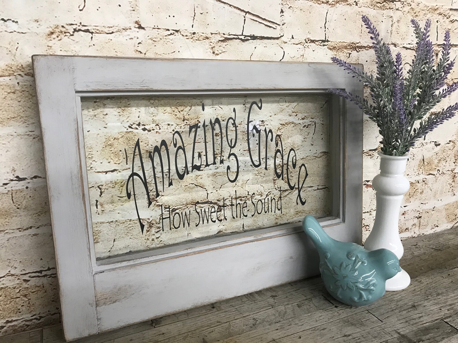 Farmhouse Style Amazing Grace Window Sign - Etsy
