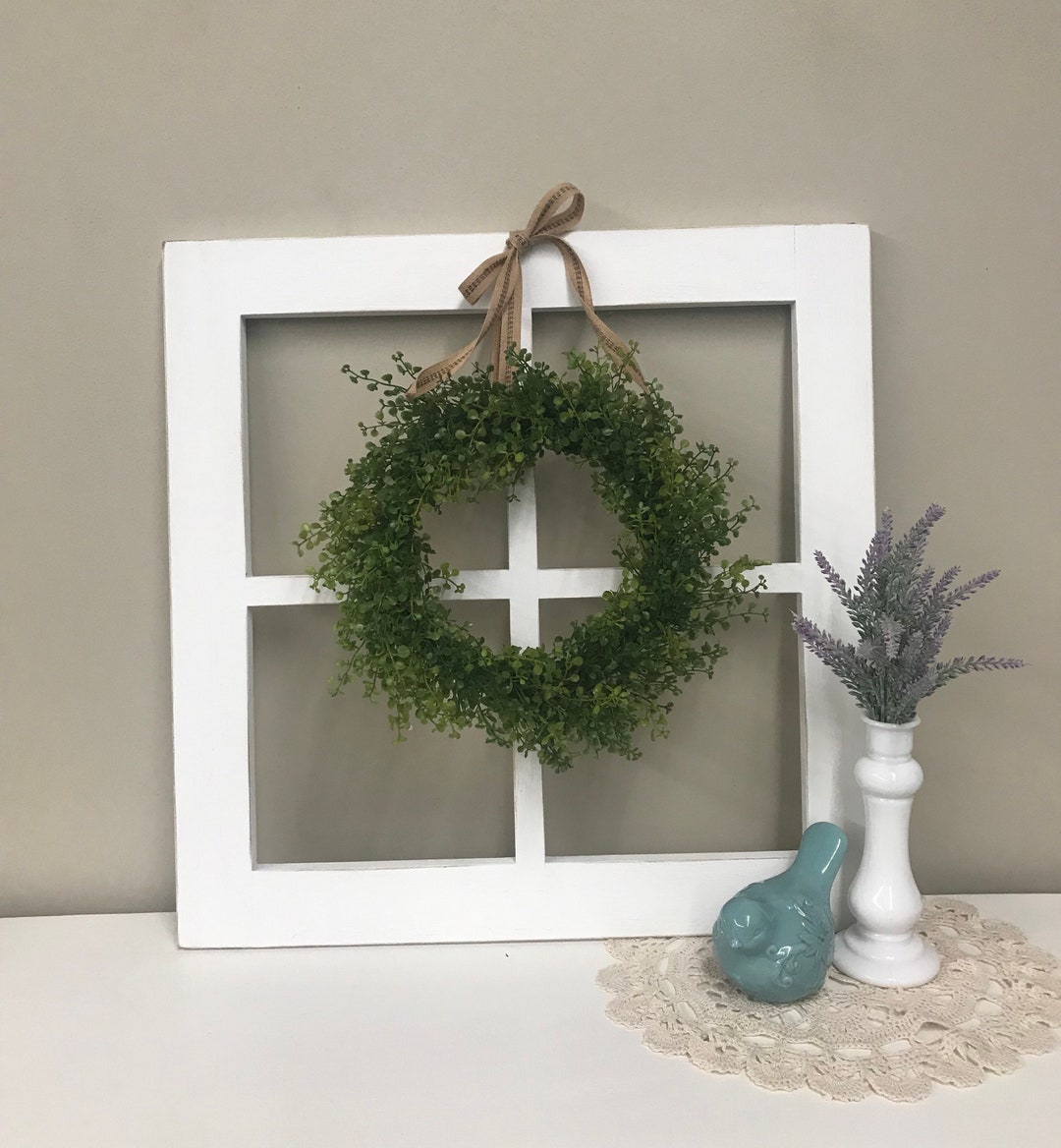 Farmhouse Window Frame, Vintage Style 4 Pane Window Frame, Cottage ...