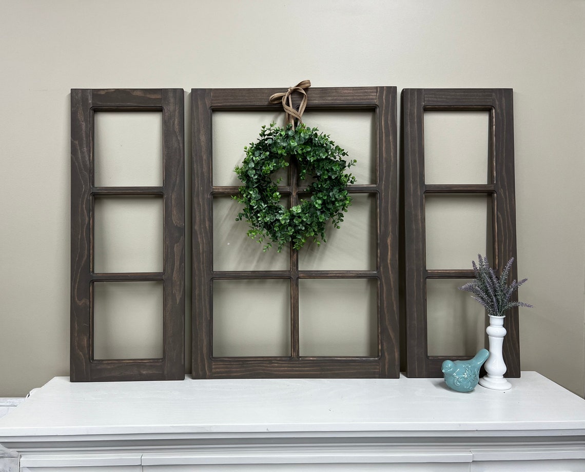 Farmhouse 3 Piece Window Frame Set Eucalyptus Wreath - Etsy