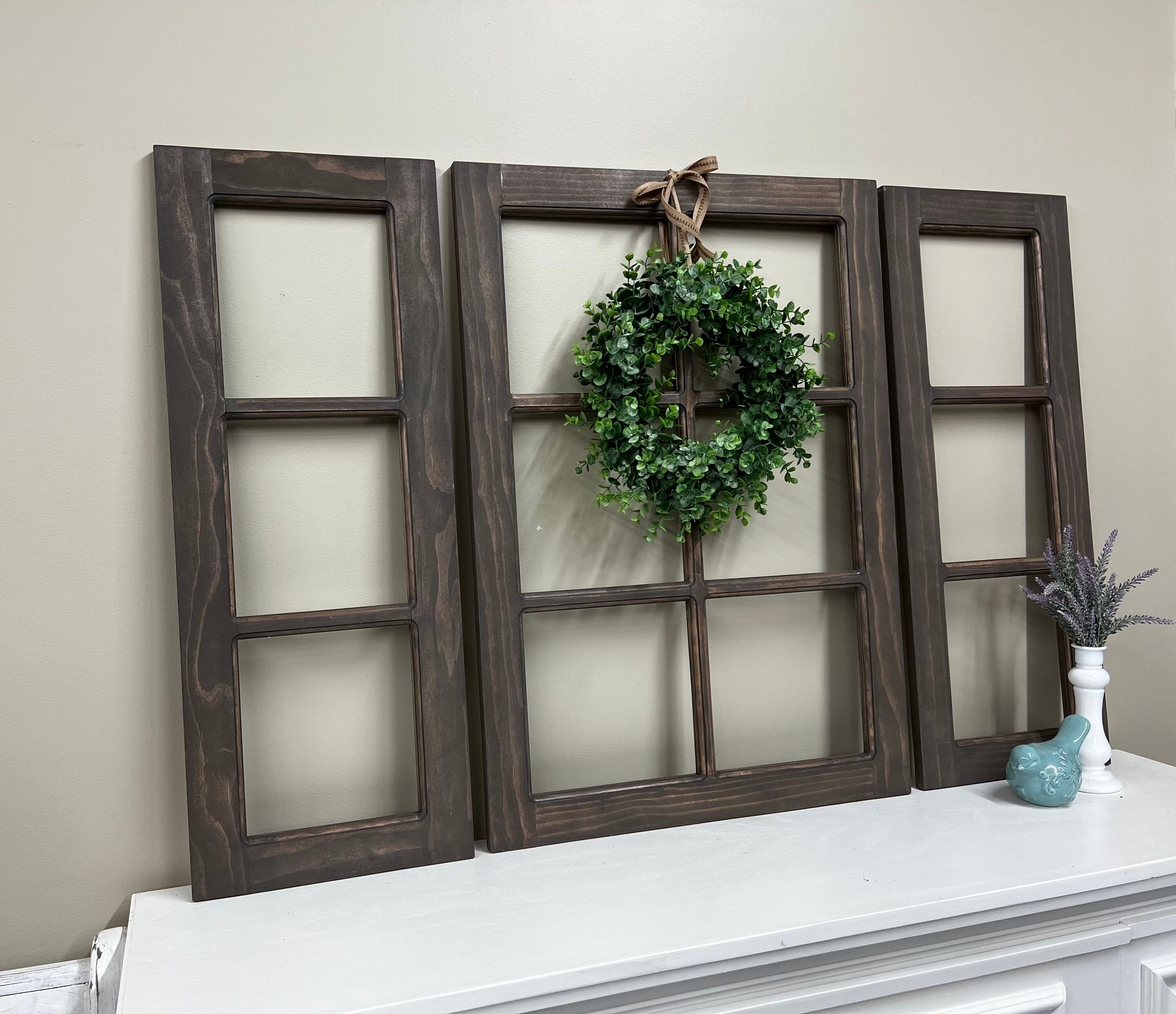 Farmhouse 3 Piece Window Frame Set Eucalyptus Wreath - Etsy