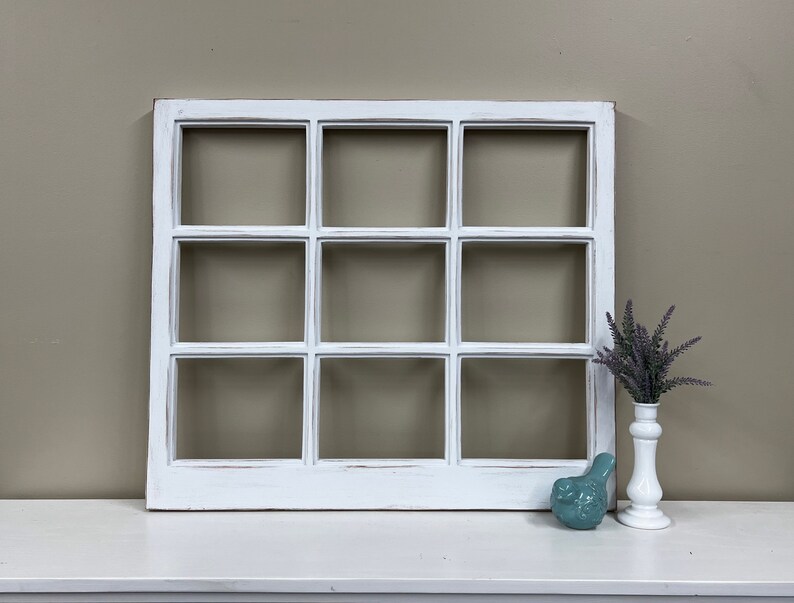 Farmhouse Window Frame Vintage Style 9 Pane Window Wall - Etsy