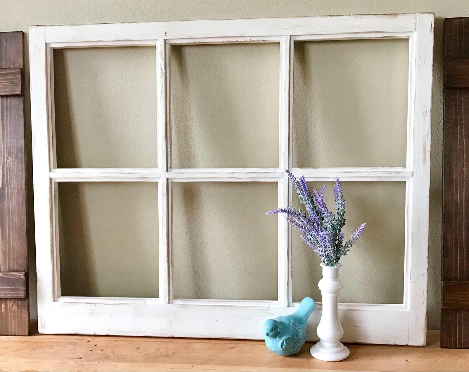 Farmhouse Window Frame Vintage Style 6 Pane Window Frame | Etsy