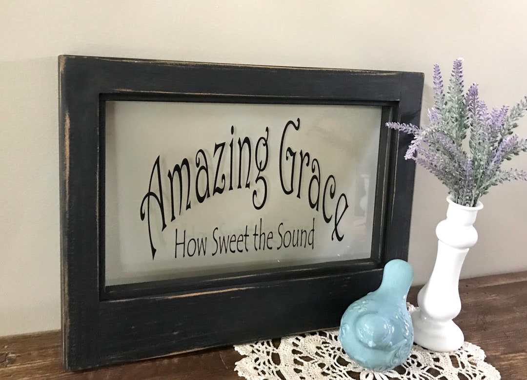 Farmhouse Style Amazing Grace Window Sign - Etsy