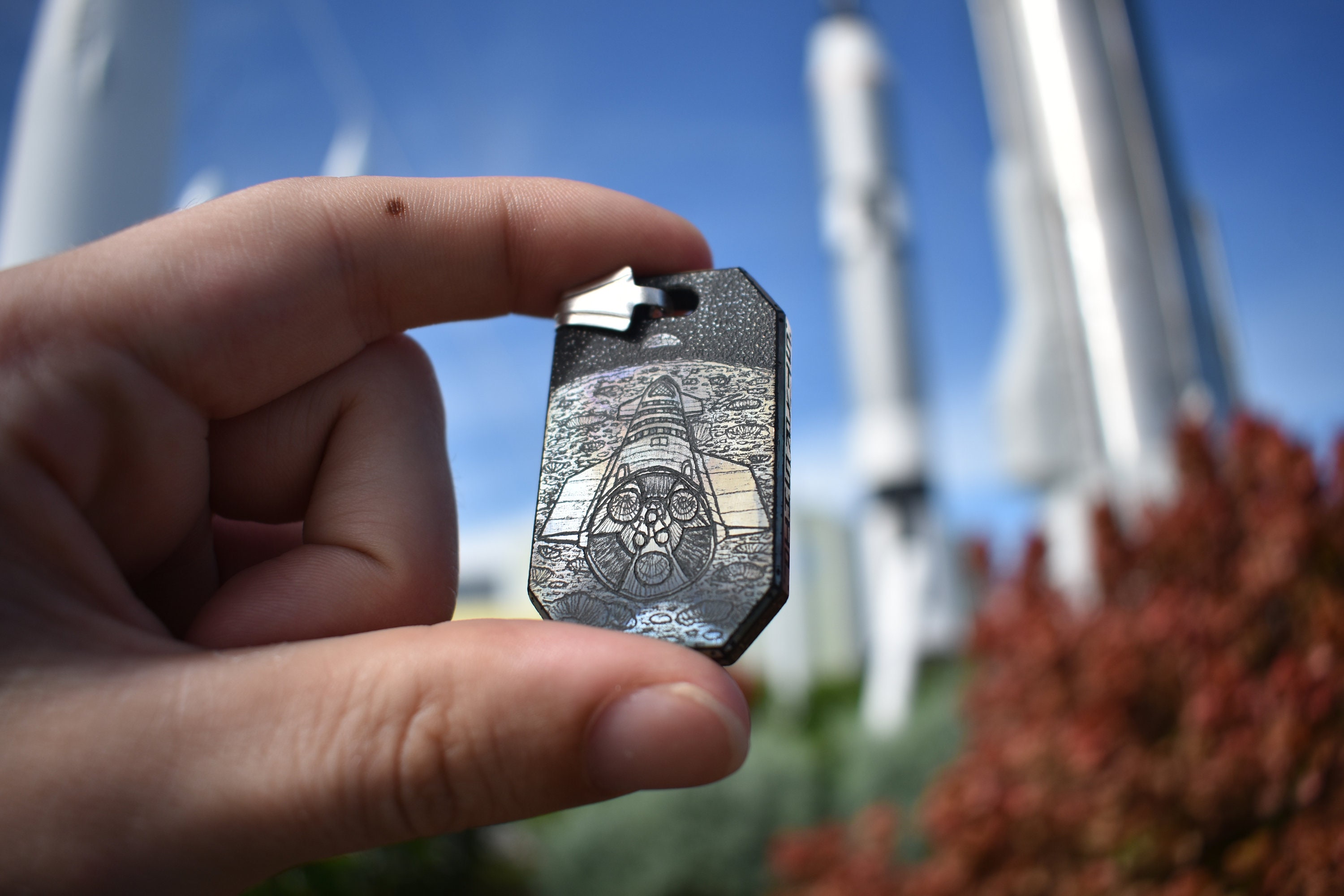 Spacex Starship Engraved Silver Glass Tablet Pendant - Etsy