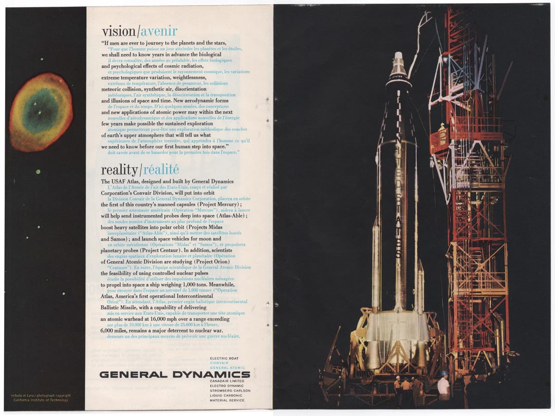 1960 General Dynamics Atlas Rocket Ad + Mexico & Canada Travel Ads ...
