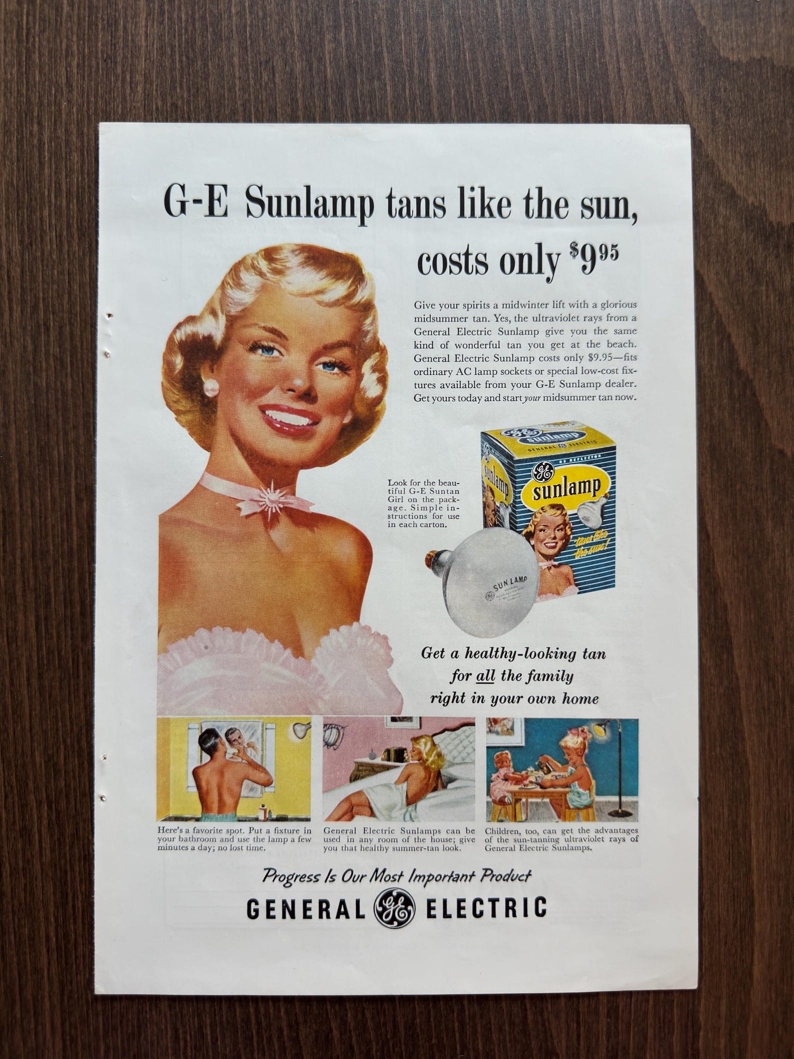 1957 GE Sunlamp Tanning Ad + Graflex Graphic 35 Camera & Travel ...