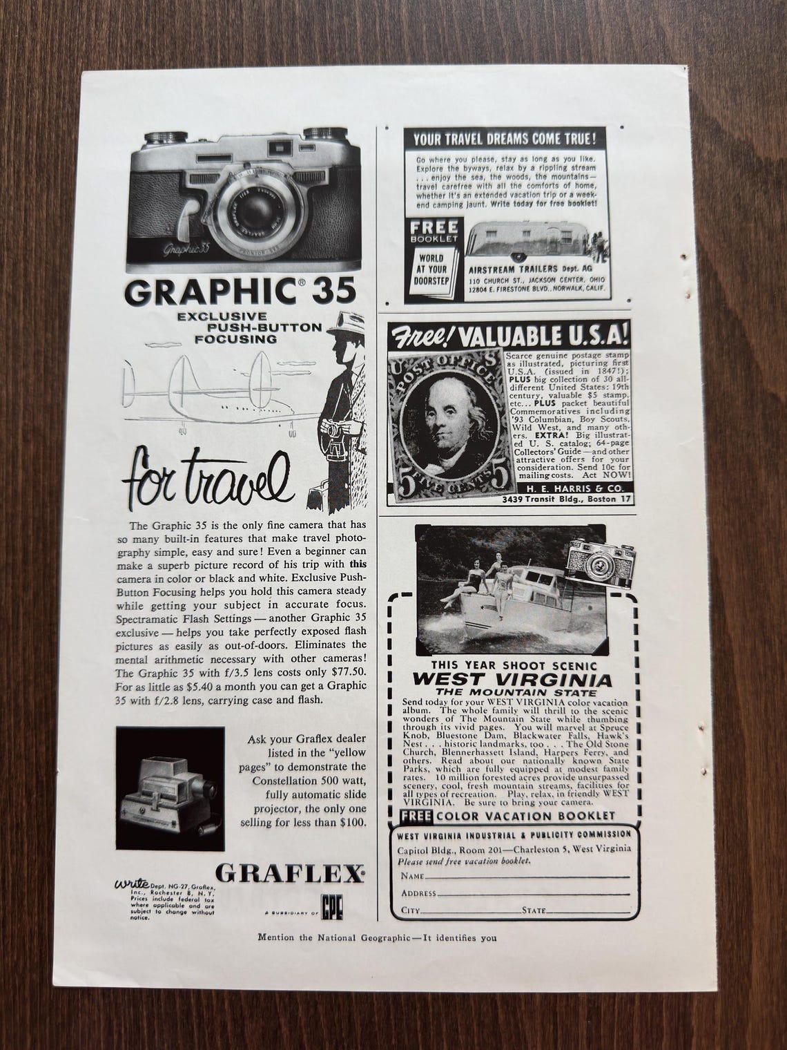 1957 GE Sunlamp Tanning Ad + Graflex Graphic 35 Camera & Travel ...