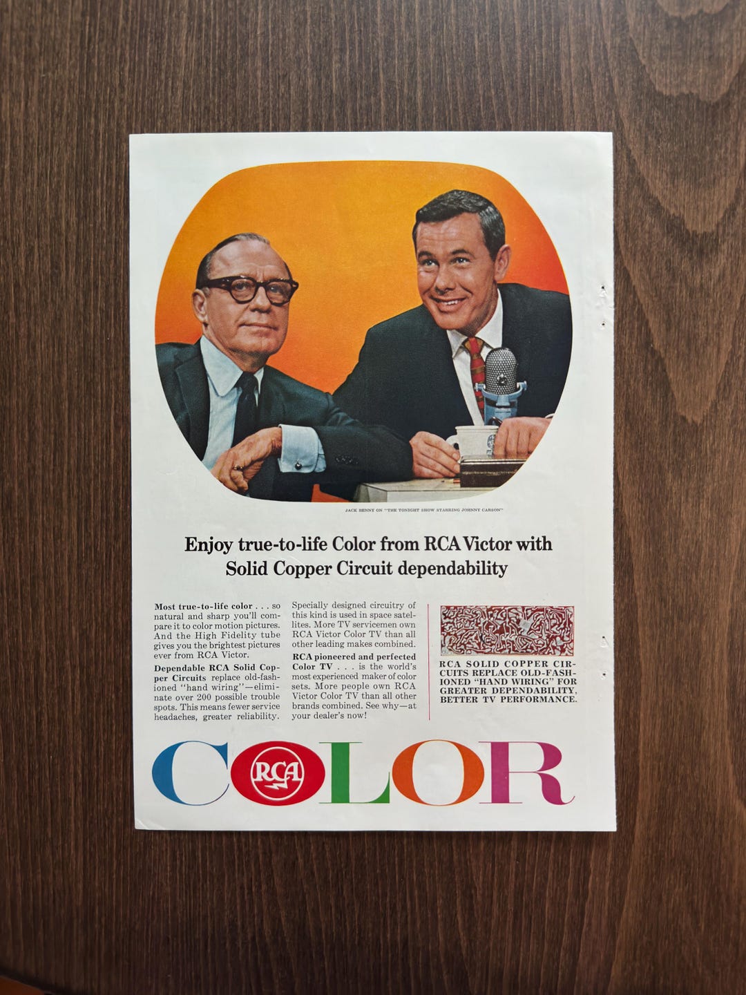 1965 RCA Victor Color TV Ad Featuring Jack Benny & Johnny Carson - Etsy