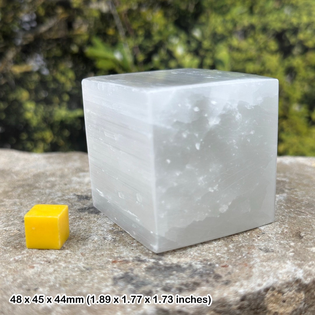 Certified Selenite 'tv' Block Natural Crystal Magnifier, Spiritual ...