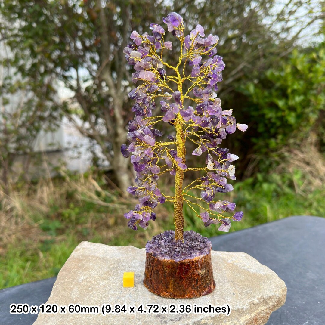 Amethyst Tree With Gold Metal Work Healing Crystal Stone Certified - Etsy