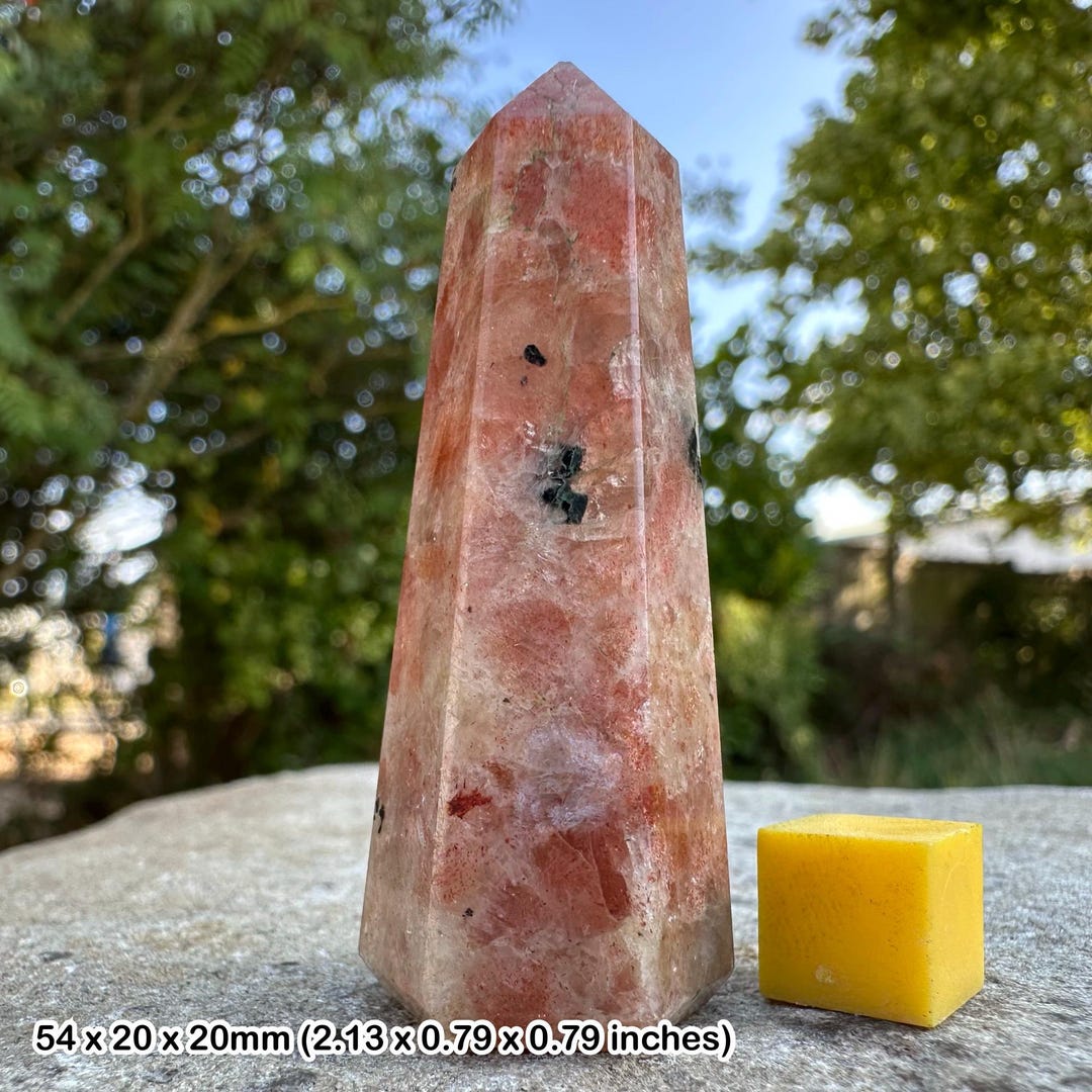 Sunstone Obelisk Point Mineral Crystal India Genuine Feldspar Gemstone ...