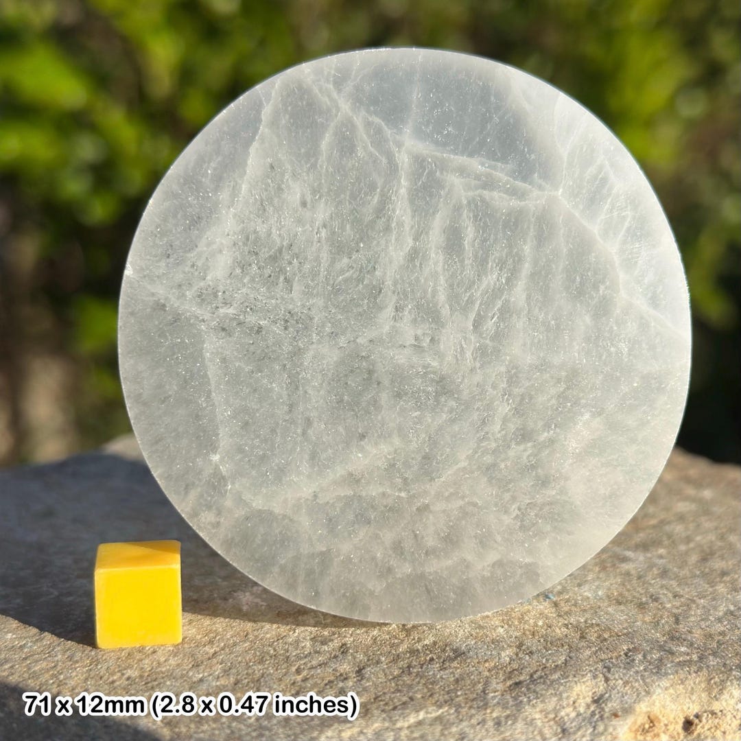 Genuine Selenite Charging Block: Round Disc, Decision Making, Clarity ...