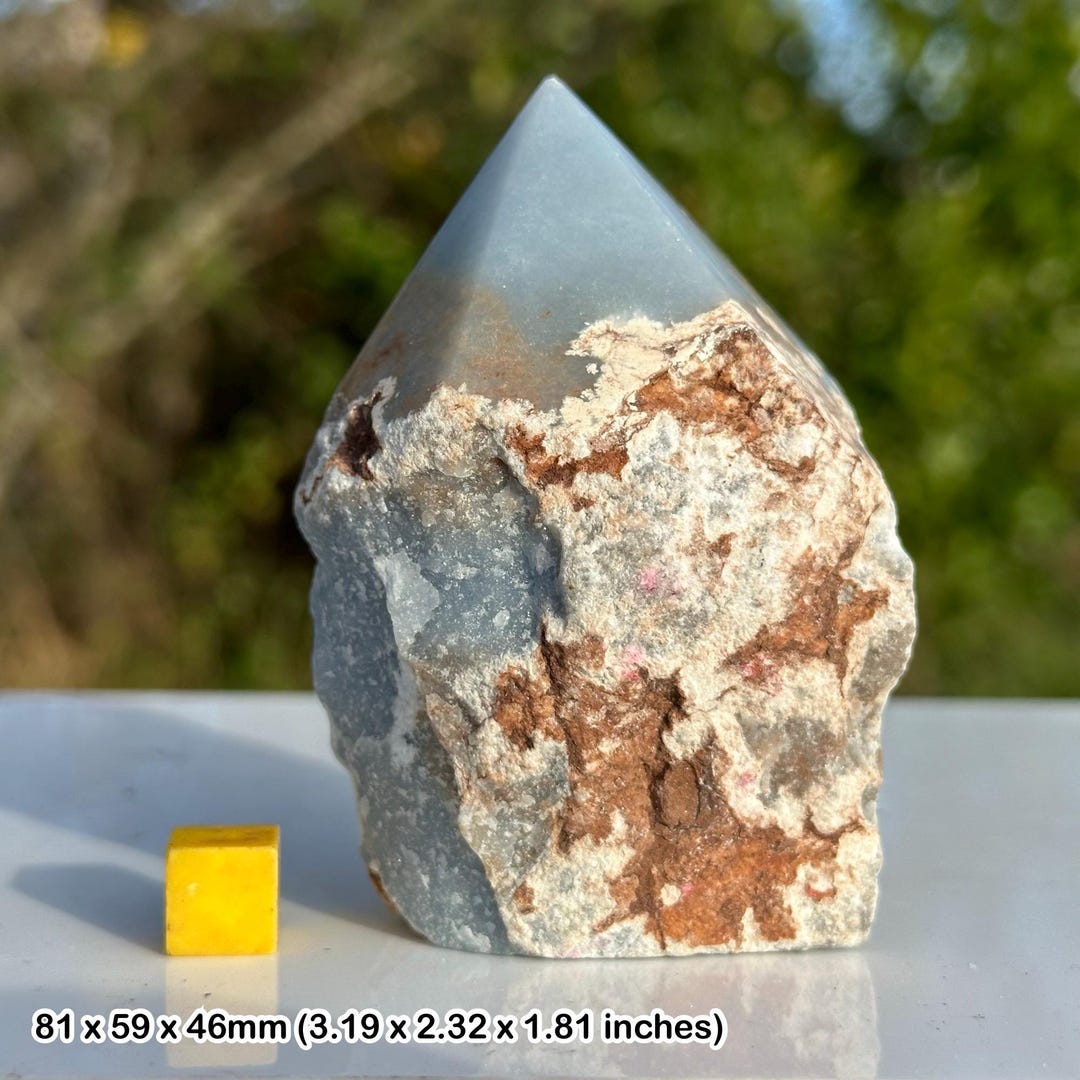 Angelite Cut Base Point 85mm X 60mm Natural Blue Crystal Polished Stone ...