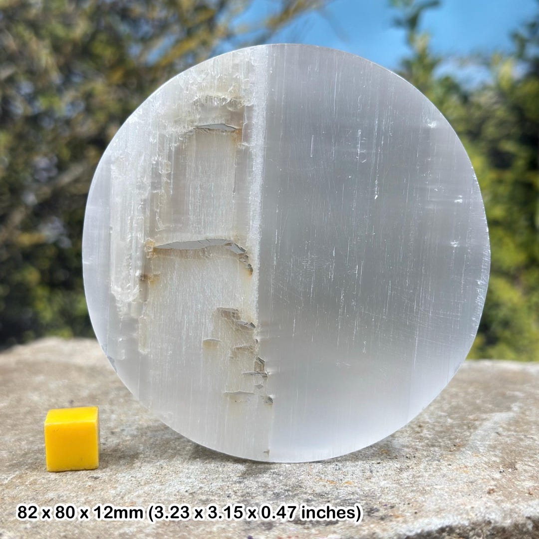 Selenite Charging Block Round Disc Charges and Cleanses Other Crystals ...