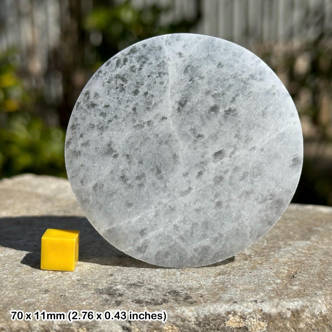 Selenite Charging Block Round Disc - Charges and Cleanses Other ...